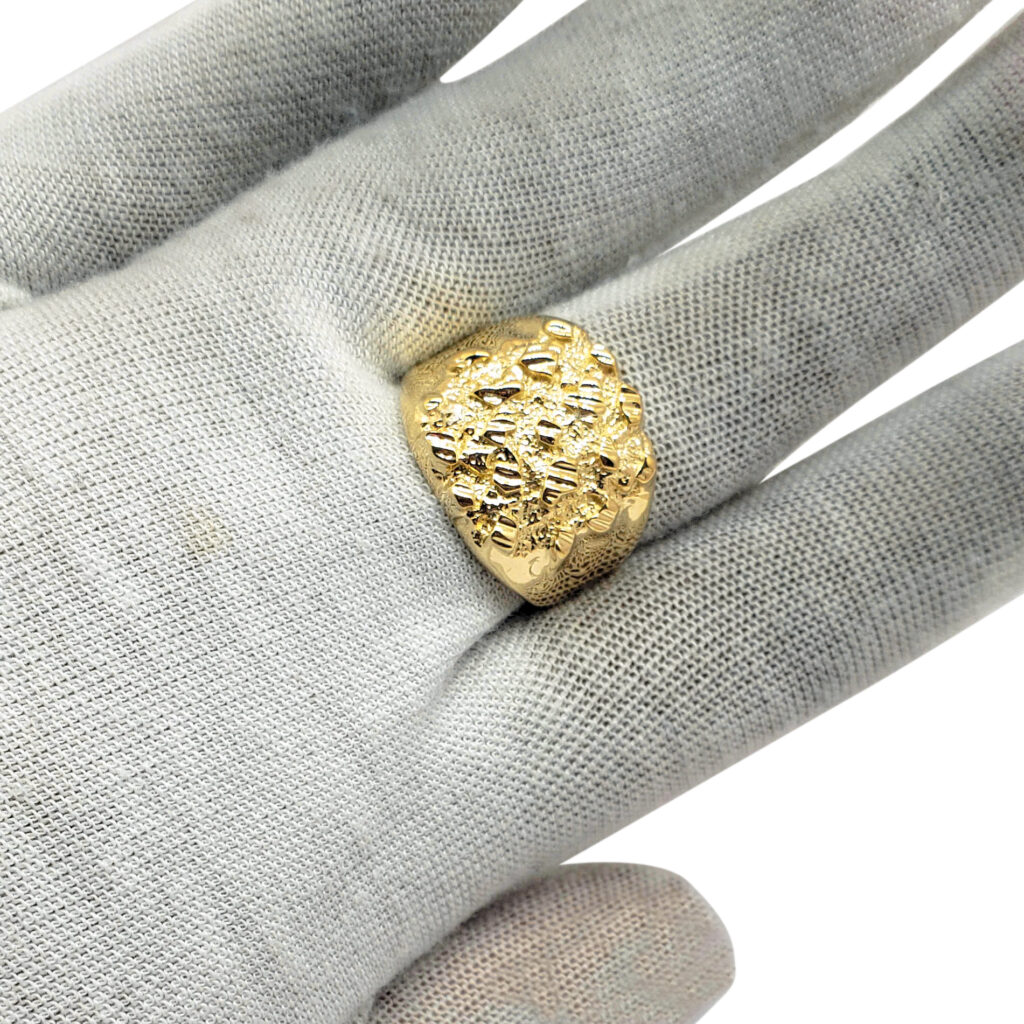 24k Gold Ring For Men | Solid 24K Yellow Gold Extra Large Diamond Cut ...