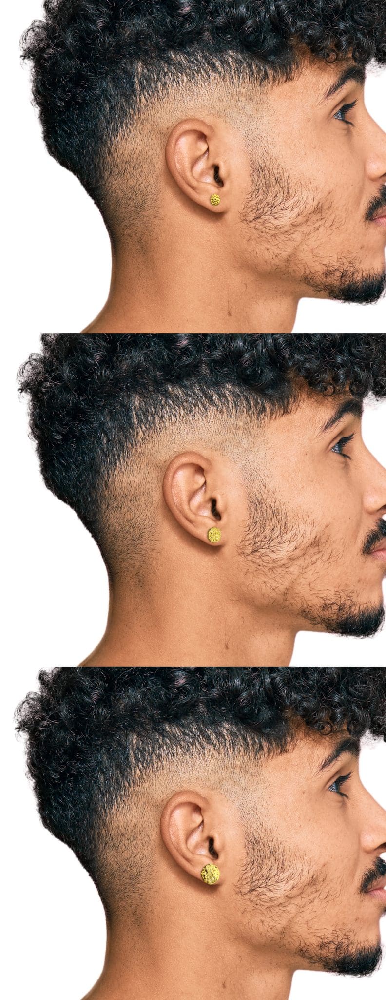 Solid 24K Yellow Gold Mens Nugget Earrings | Jahda Custom Gold Earrings