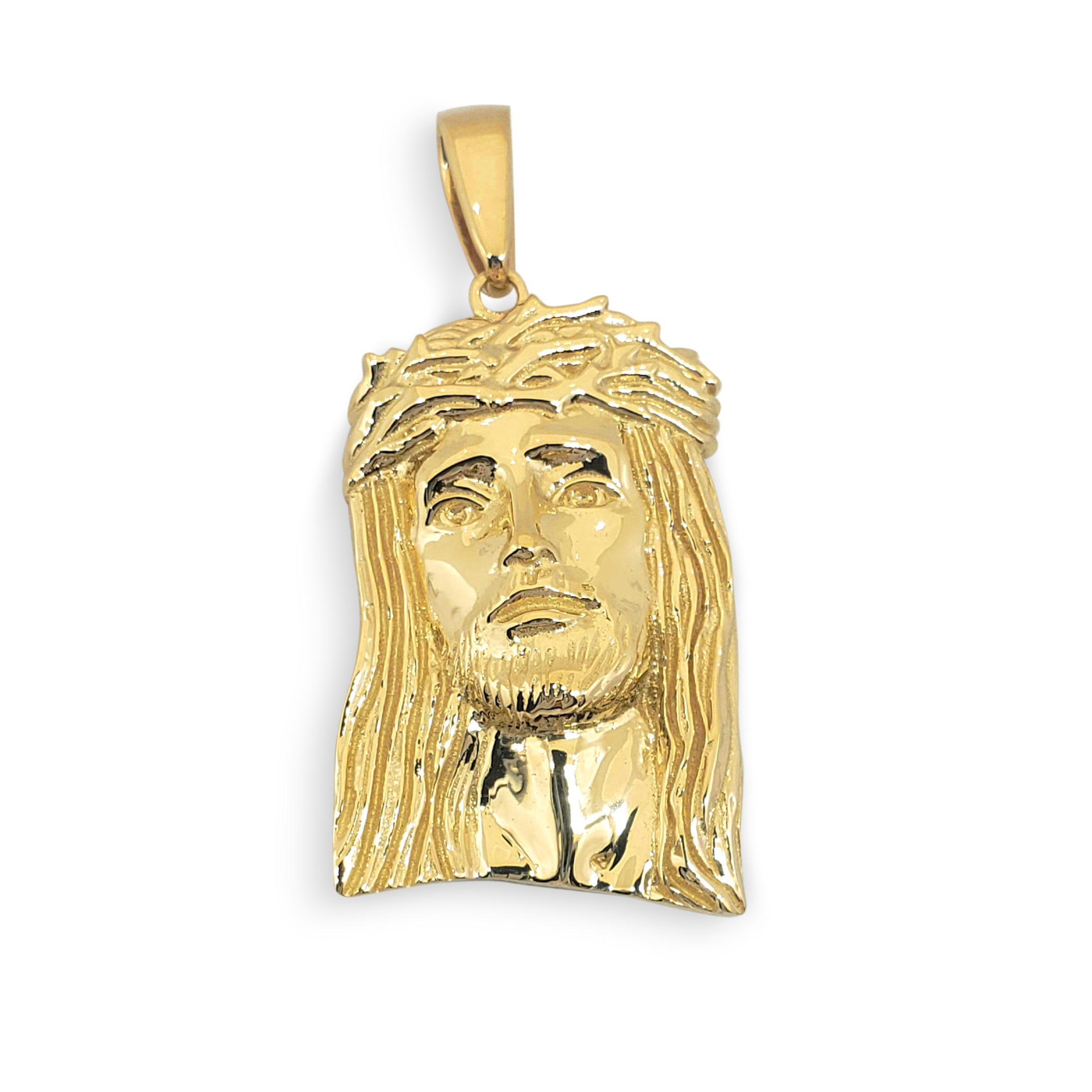Solid 18K Yellow Gold Jesus Piece Gold Jesus Pendant 1 1/8" - Jahda ...