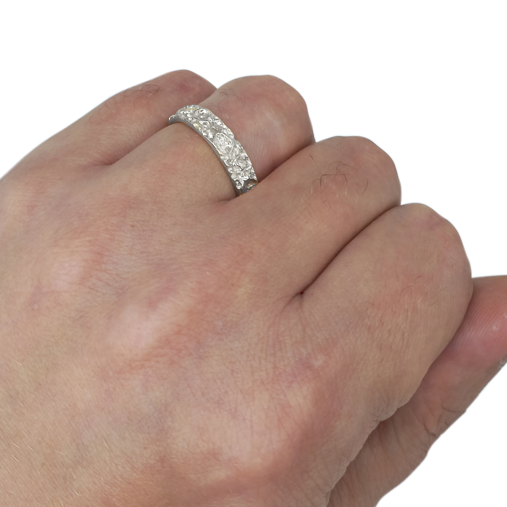 18K White Gold Moon Surface Ring, Gold Moon Crater Ring, 4mm Gold ...