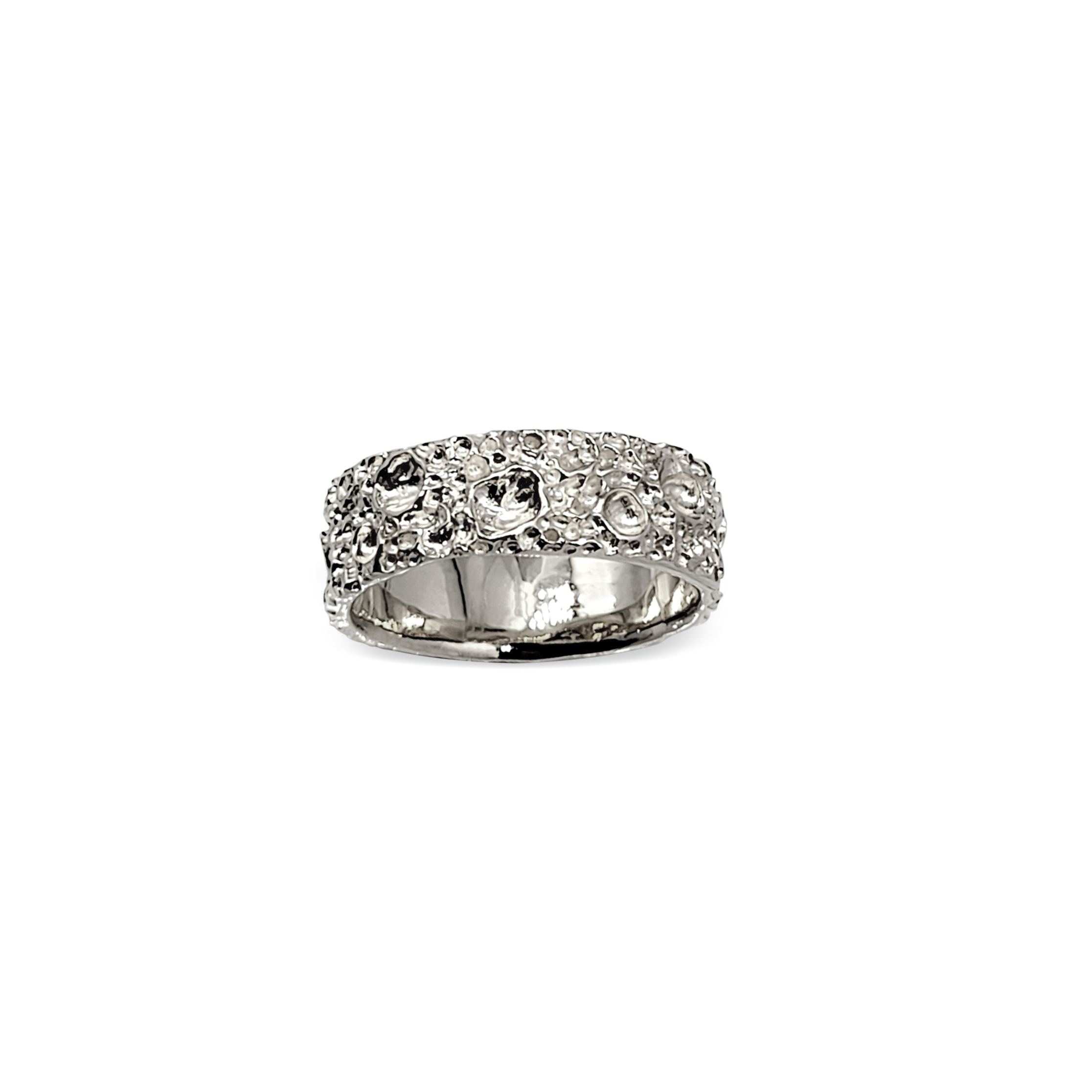 18K White Gold Moon Surface Ring, Gold Moon Crater Ring, 7mm Gold ...