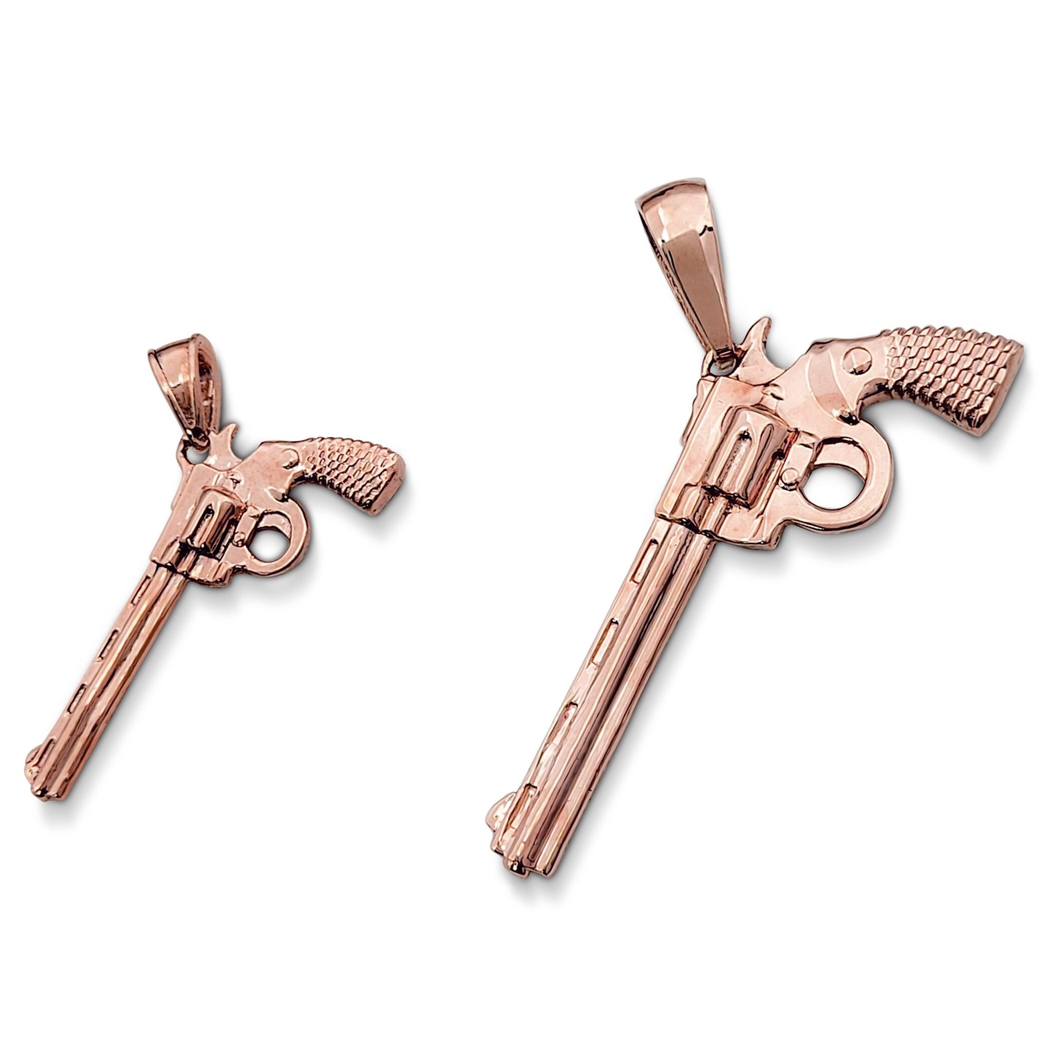 Solid 10K Rose Gold Revolver Pistol Pendant, Six Shooter Real Gold Gun ...