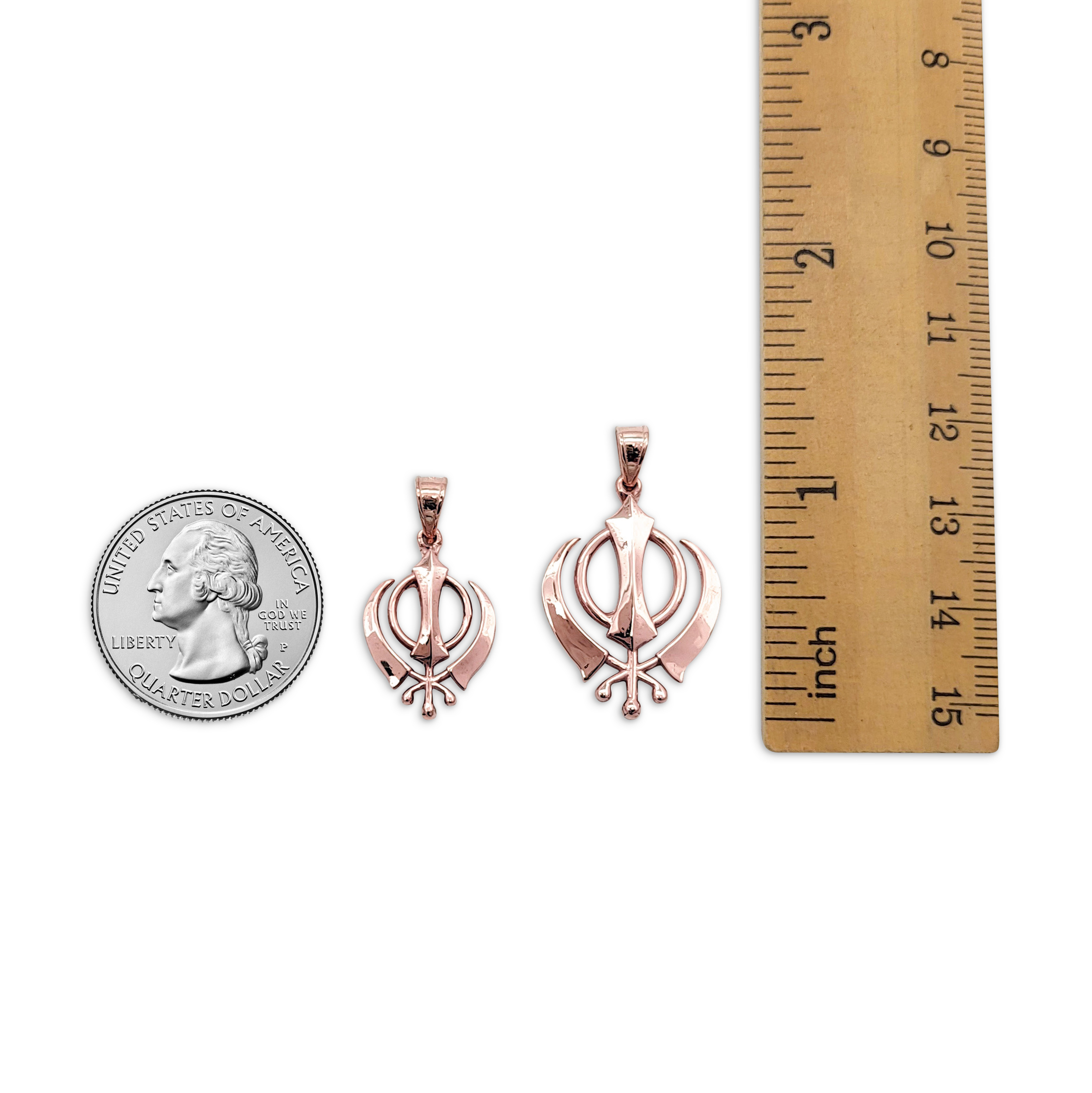 Real 10K Rose Gold Sikh Khanda Pendant Crossed Swords, Gold Sikhism ...