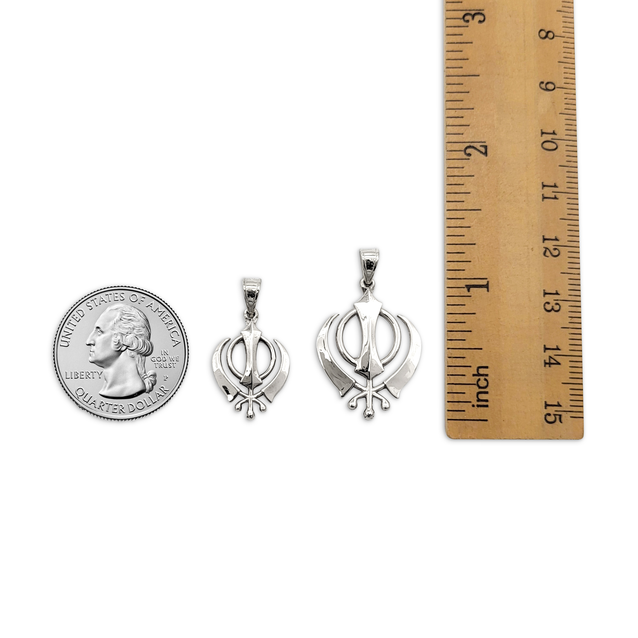 Real 18K White Gold Sikh Khanda Pendant Crossed Swords, Gold Sikhism ...