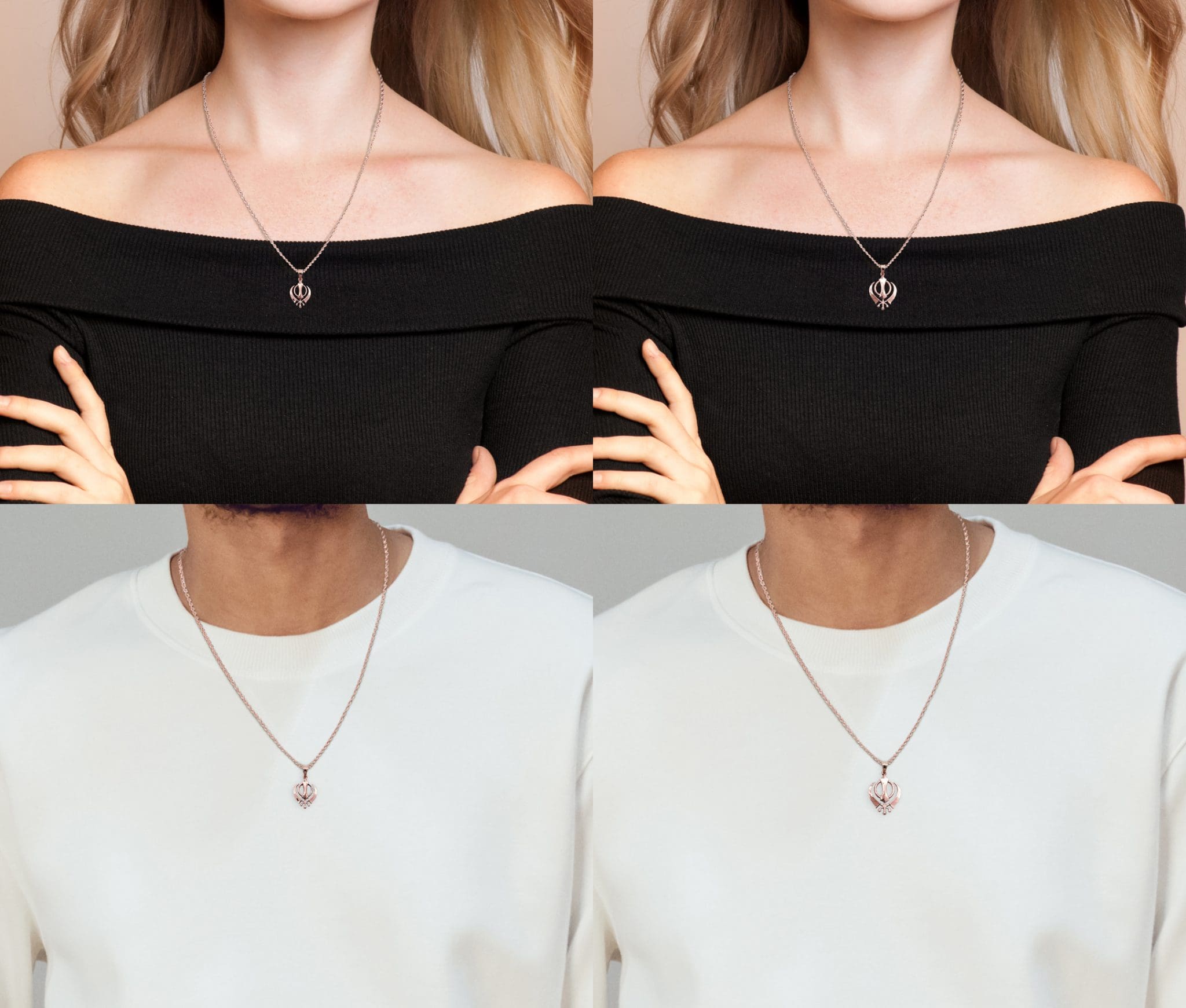 Real 14K Rose Gold Sikh Khanda Pendant Crossed Swords, Gold Sikhism ...