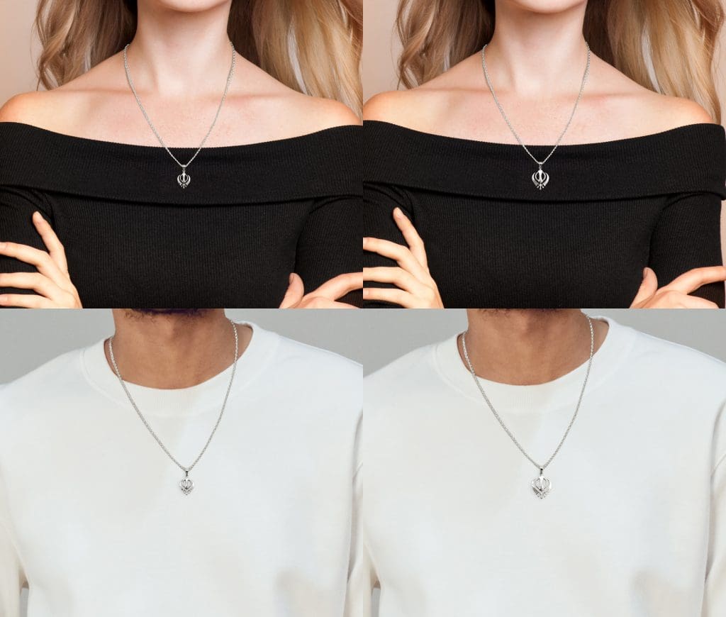 Real 18K White Gold Sikh Khanda Pendant Crossed Swords, Gold Sikhism ...