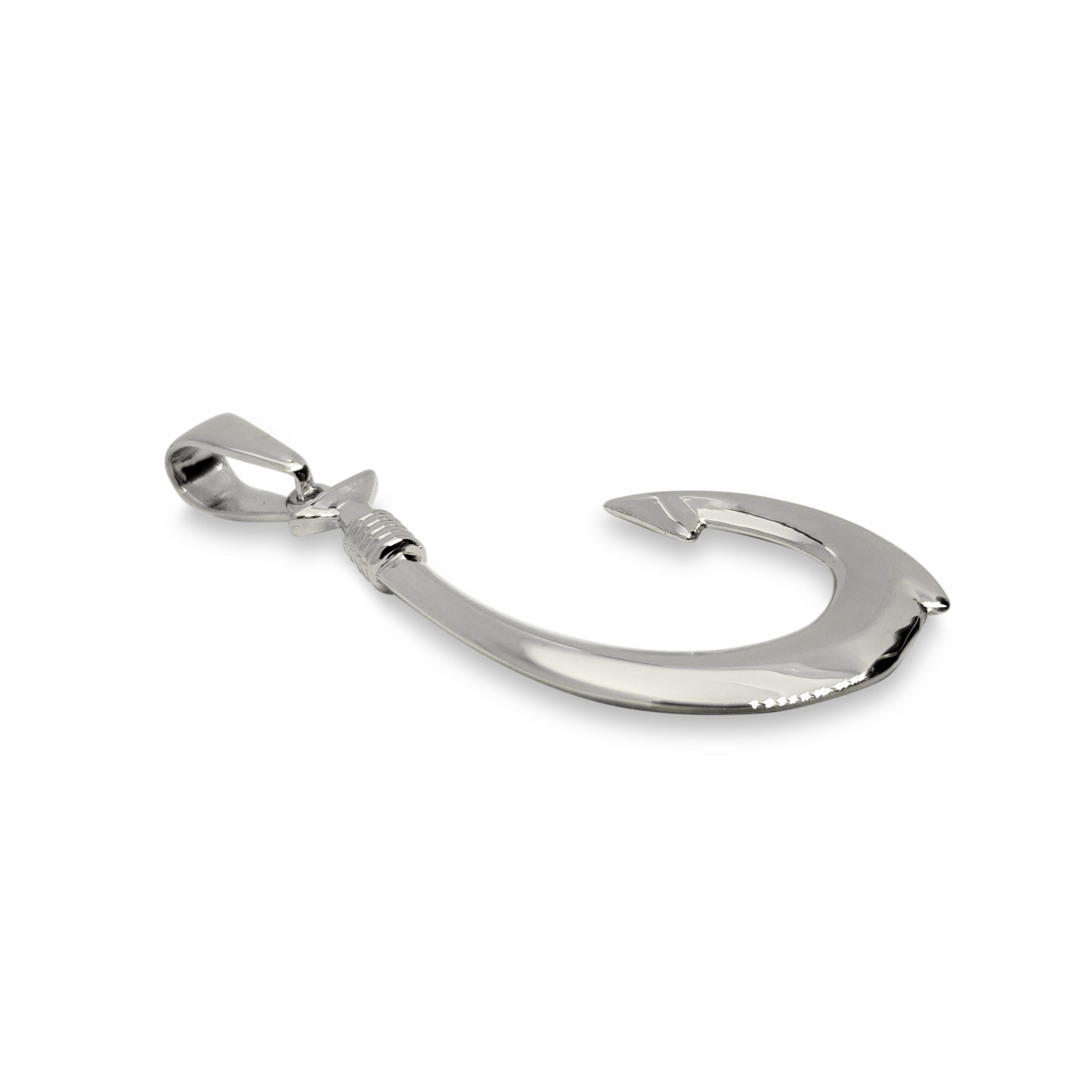 Real 10K White Gold Fish Hook Pendant All Sizes Hawaiian Fish Hook ...