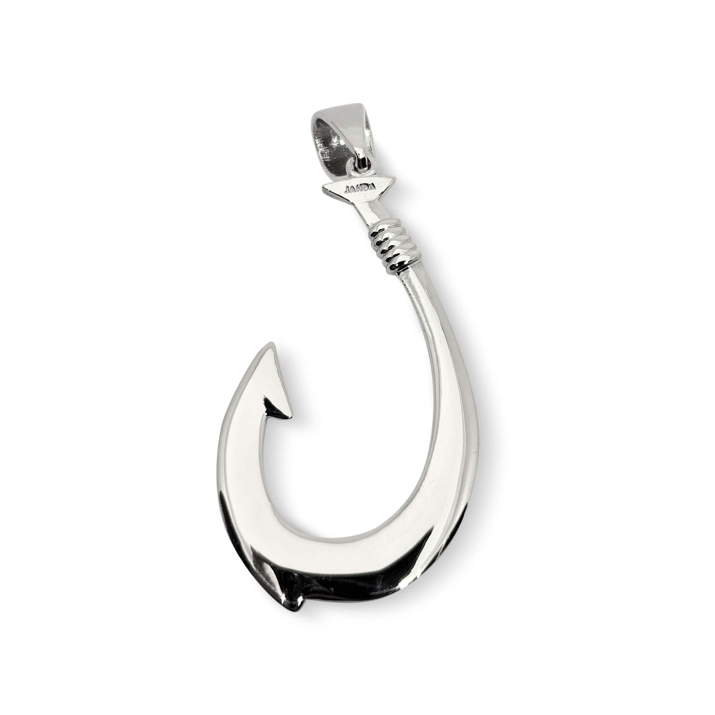 Real 10K White Gold Fish Hook Pendant All Sizes Hawaiian Fish Hook ...